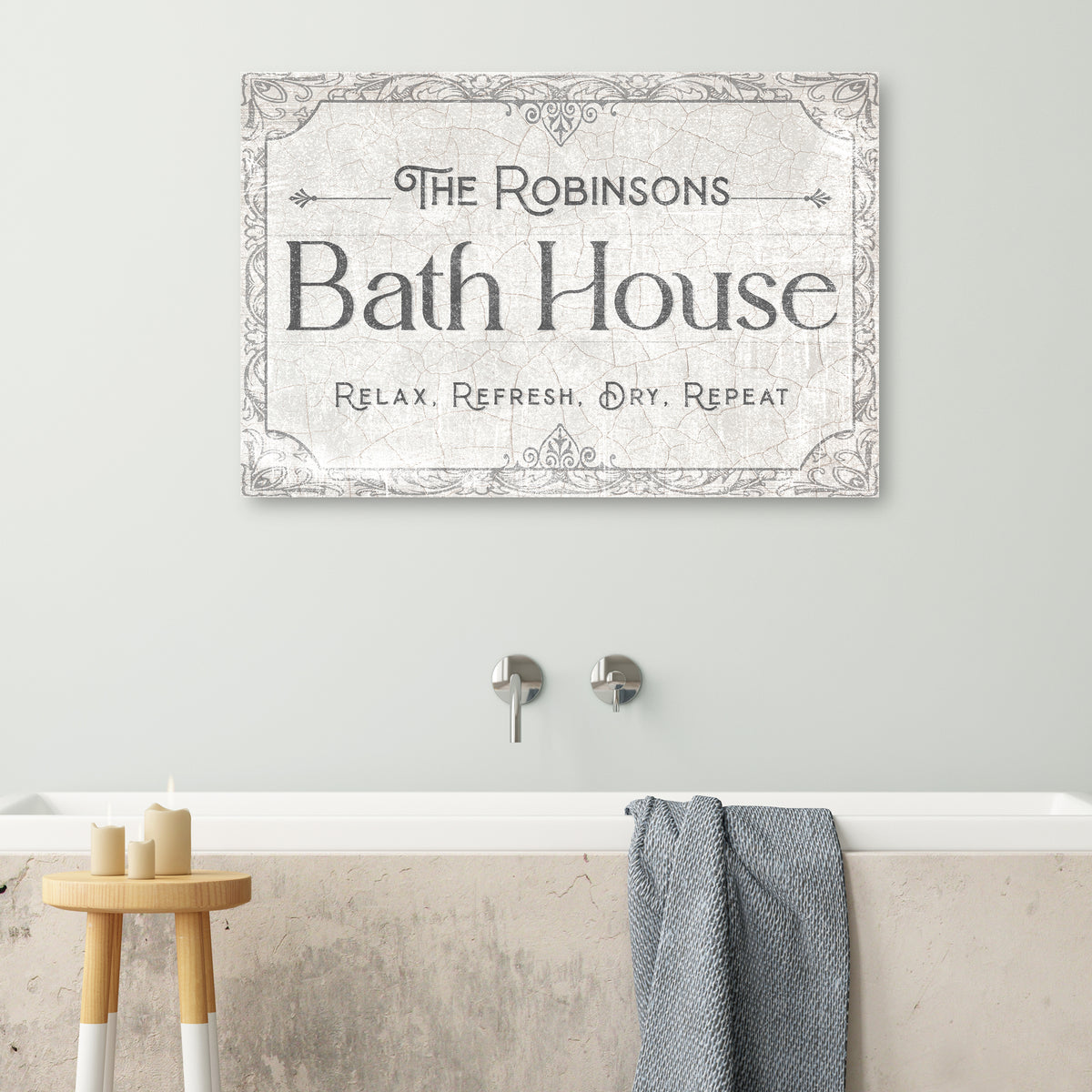 Personalized Bath House Sign – Canvas Vows