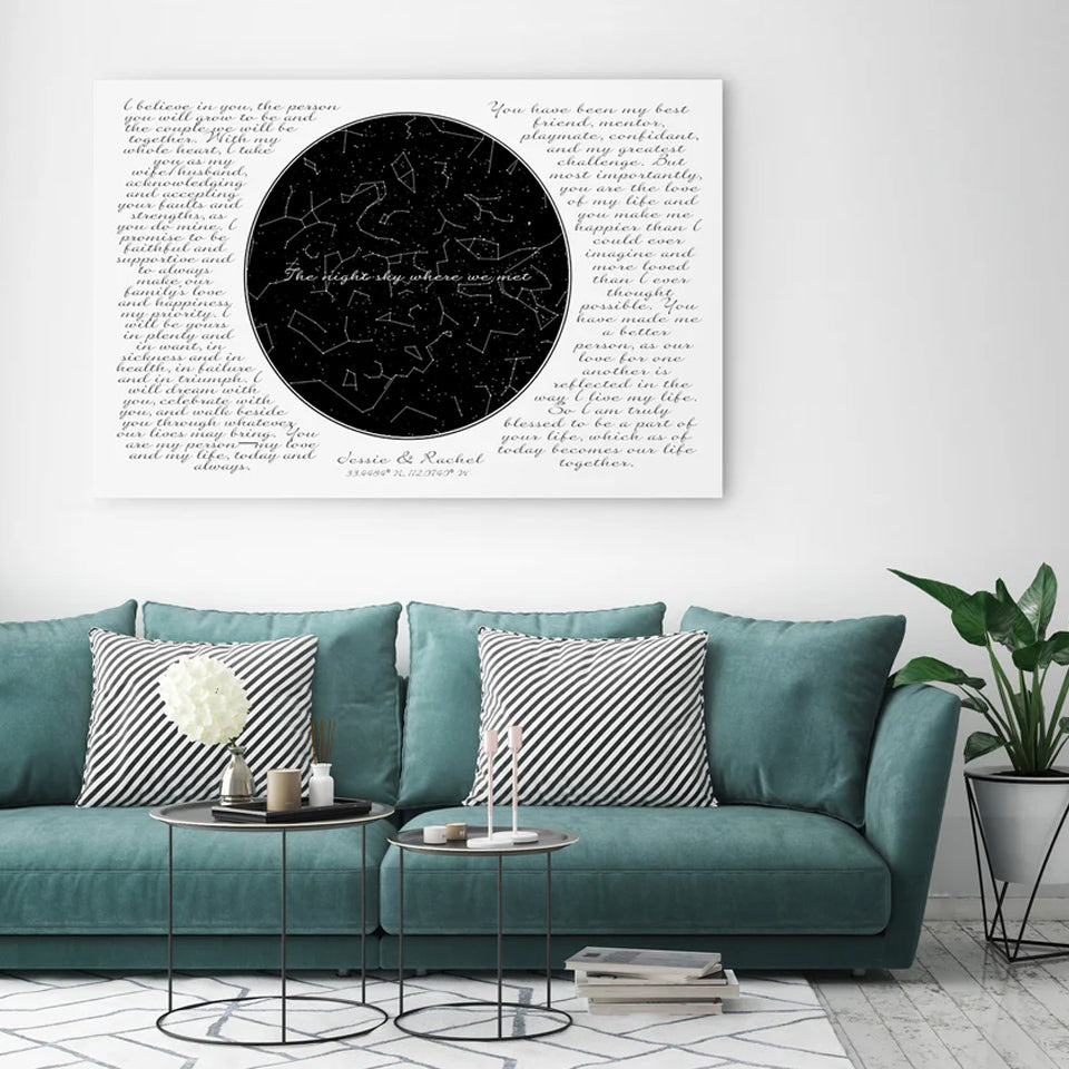 Custom Star Map | Show The Night Sky On A Specific Date – Canvas Vows