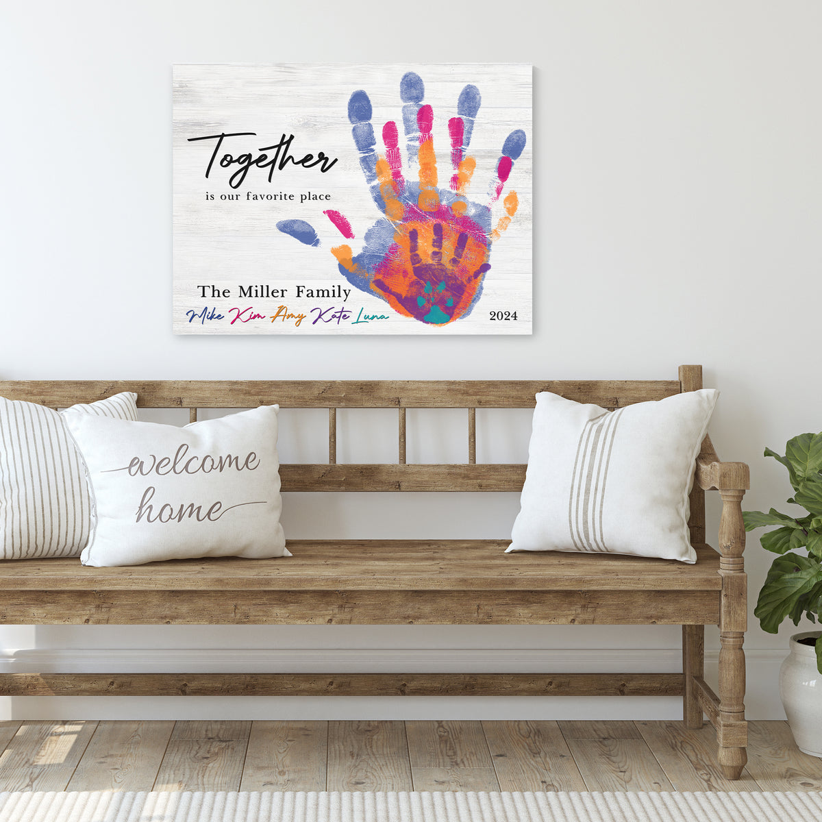 Family Handprint Canvas: Together Is Our Favorite Place Wall Art ...