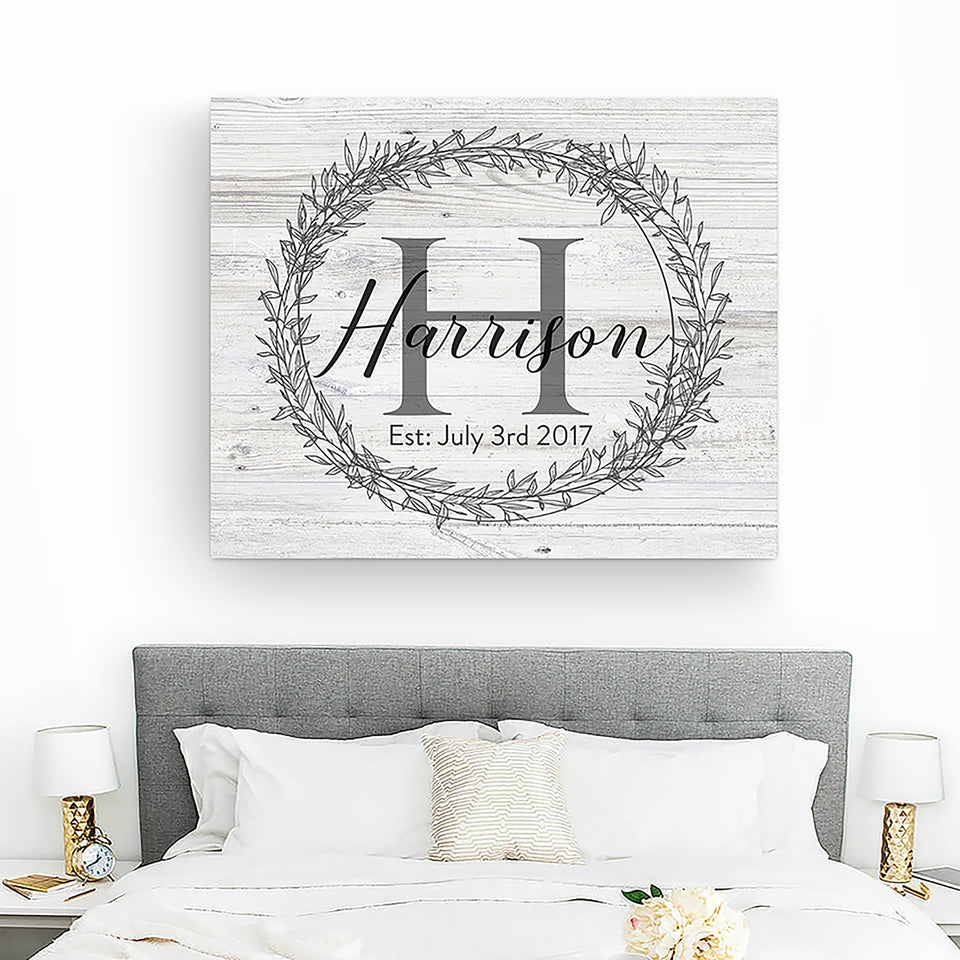 Custom Monogram Sign - Bedroom Wall Decor